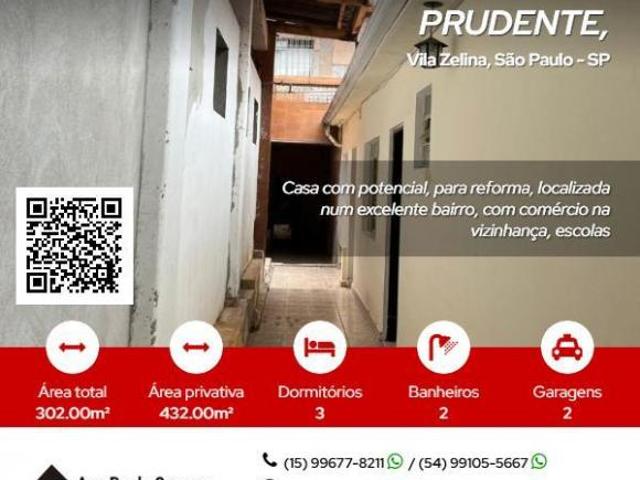 Casa para reforma ou terreno á venda na Vila Prudente, São Paulo