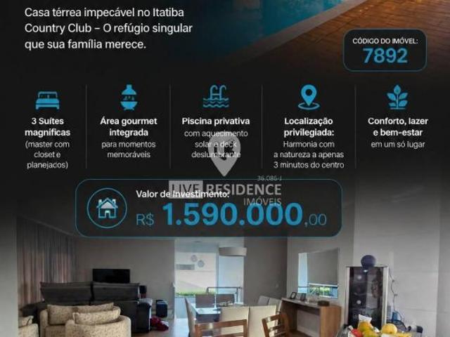 Casa para venda em Loteamento Itatiba Country Club de 237.00m² com 3 Quartos e 3 Suites
