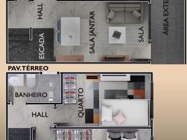 Casa para Venda em Praia Grande, Guilhermina, 2 dormitórios, 1 banheiro, 1 vaga