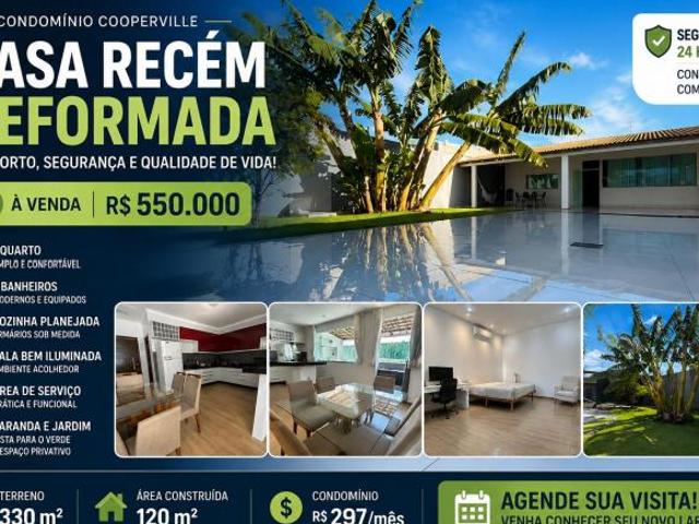 Casa reformada à venda no Condomínio Cooperville 26 de Setembro | 330m² e segurança