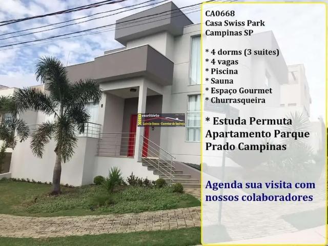 Casa / Sobrado em Condomínio para Venda em Campinas/SP Swiss Park 4 Quartos