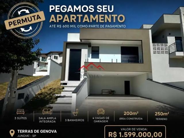 Casa / Sobrado em Condomínio para Venda em Jundiaí/SP Chácara Morada Mediterrânea 3 Quartos