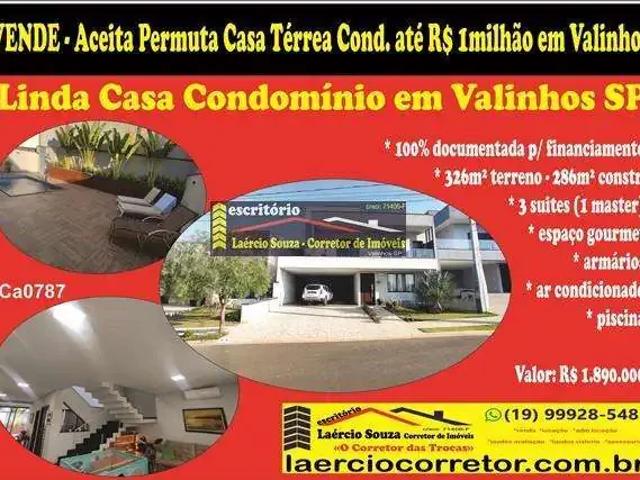 Casa / Sobrado em Condomínio para Venda em Valinhos/SP Residencial Vila do Sol 4 Quartos