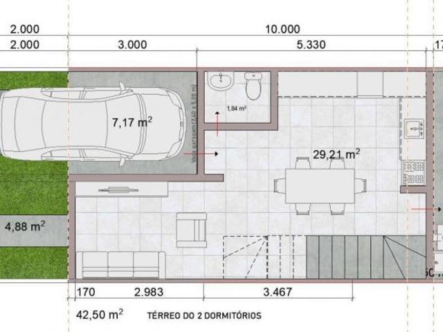 Casa Sobrado no Bairro Colina Santa Lúcia, com 82,35 m2 e com 2 do
