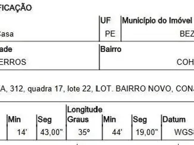 Casa / Sobrado para Venda em Bezerros/PE COHAB 2 Quartos