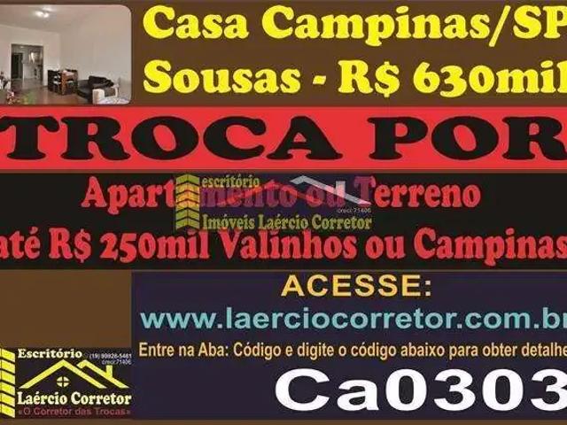 Casa / Sobrado para Venda em Campinas/SP Jardim Atibaia Sousas 3 Quartos