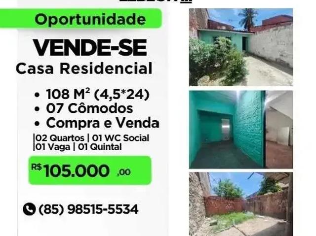 Casa / Sobrado para Venda em Caucaia/CE Parque Leblon 2 Quartos