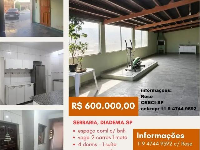 Casa / Sobrado para Venda em Diadema/SP Serraria 4 Quartos