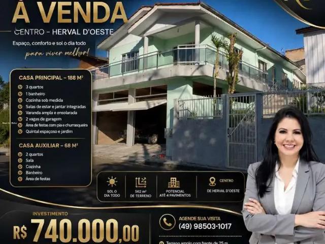 Casa / Sobrado para Venda em Herval D'Oeste/SC Centro 3 Quartos