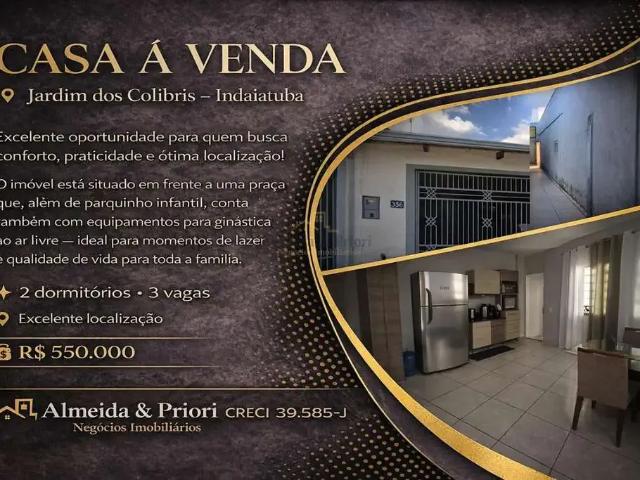 Casa / Sobrado para Venda em Indaiatuba/SP Jardim dos Colibris 2 Quartos