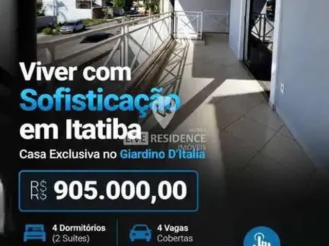 Casa / Sobrado para Venda em Itatiba/SP Giardino D' Itália 3 Quartos