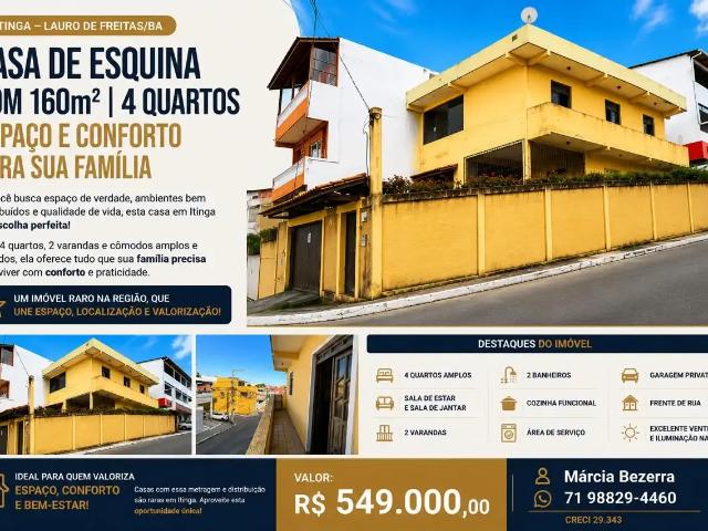 Casa / Sobrado para Venda em Lauro de Freitas/BA Itingá 4 Quartos
