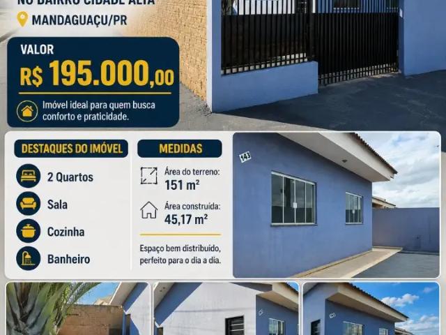 Casa / Sobrado para Venda em Mandaguaçu/PR Jardim Cidade Alta 2 Quartos