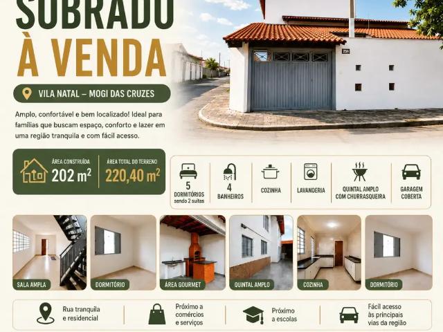 Casa / Sobrado para Venda em Mogi das Cruzes/SP Vila Natal 5 Quartos