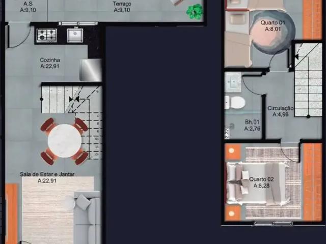 Casa / Sobrado para Venda em Praia Grande/SP Tupi 2 Quartos