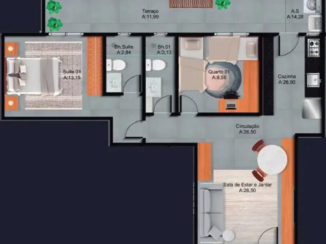 Casa / Sobrado para Venda em Praia Grande/SP Tupi 2 Quartos