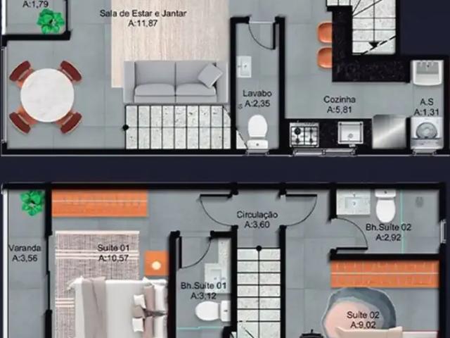 Casa / Sobrado para Venda em Praia Grande/SP Tupi 2 Quartos