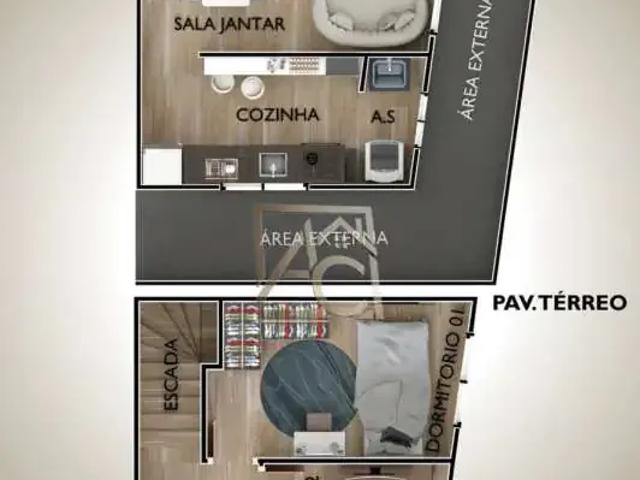 Casa / Sobrado para Venda em Praia Grande/SP Aviação 2 Quartos