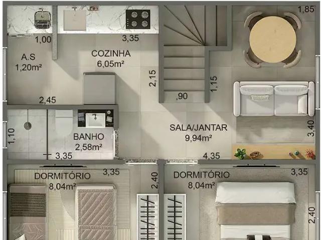 Casa / Sobrado para Venda em Praia Grande/SP Parque das Américas 2 Quartos