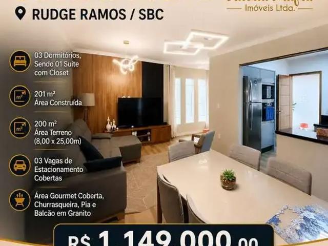 Casa / Sobrado para Venda em São Bernardo do Campo/SP Rudge Ramos 3 Quartos