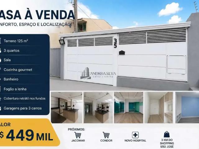 Casa / Sobrado para Venda em São José dos Pinhais/PR Santo Antônio 3 Quartos