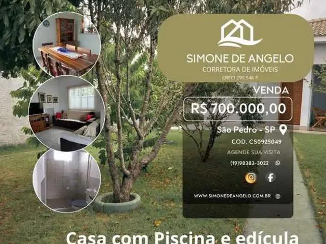 Casa / Sobrado para Venda em São Pedro/SP Jardim Santa Monica 3 Quartos