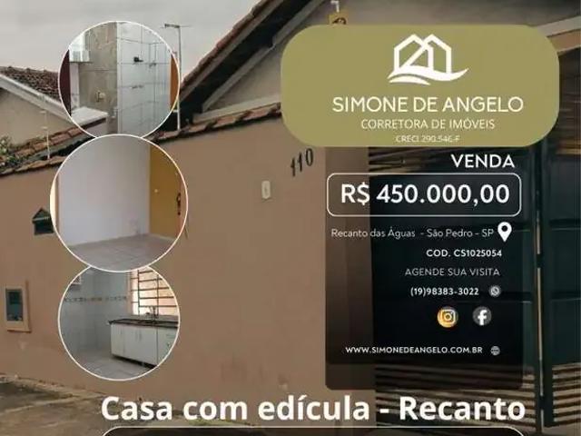 Casa / Sobrado para Venda em São Pedro/SP Recanto das Águas 3 Quartos