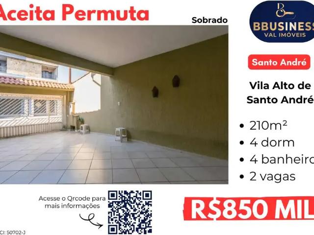 Casa / Sobrado para Venda em Santo André/SP Vila Alto de Santo André 4 Quartos