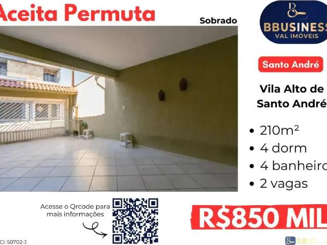 Casa / Sobrado para Venda em Santo André/SP Vila Alto de Santo André 4 Quartos