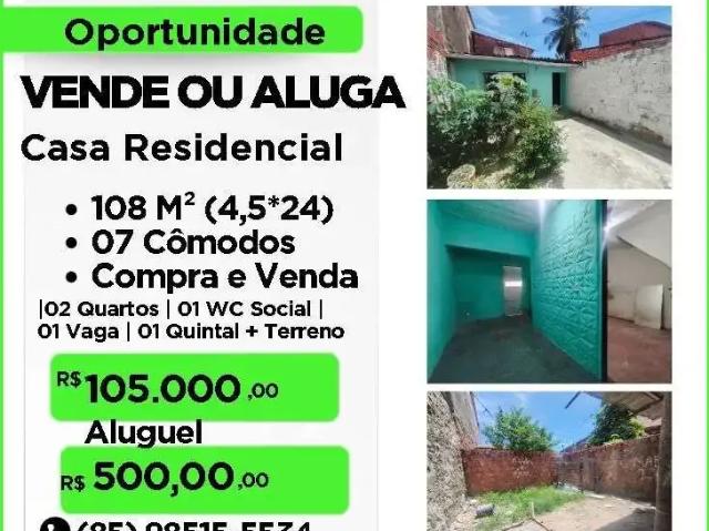 Casa / Sobrado para Locação em Caucaia/CE Parque Leblon 2 Quartos