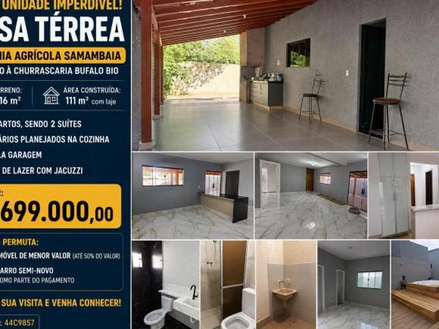 Casa Térrea 3 Quartos à Venda Colônia Agrícola Samambaia | 2 Suítes, Laje e Jacuzzi