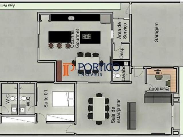 Casa térrea com 3 dormitórios, 3 suítes, sala, cozinha, piscina