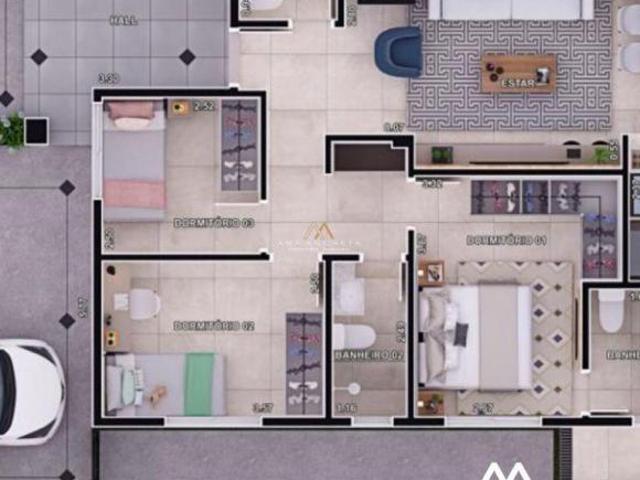 Casa térrea com 2 dormitórios, sendo 1 suite 2 vagas de garagem