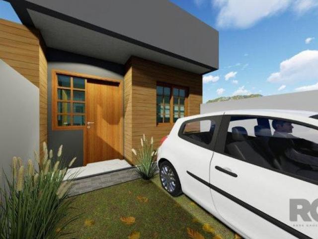 Casa térrea, com 45m² privativos, uma vaga de garagem, varanda, sala e cozinha integradas, banheiro