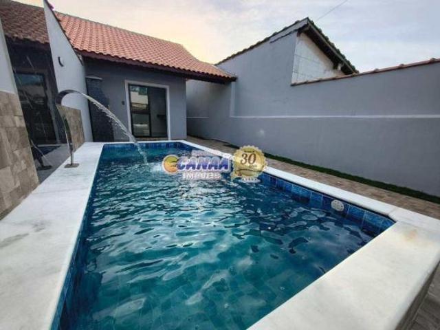 Casa 2 dormitórios nova na Praia de Itanhaém. Piscina e Churrasqueira