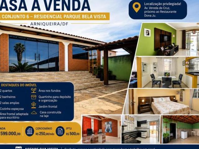 Casa 2 Quartos à Venda Arniqueira SHA 6 | Escritório, Laje e Parque Bela Vista