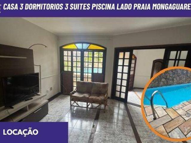 CASA 3 DORMITORIOS 3 SUITES PISCINA LADO PRAIA LOCACAO MONGAGUA