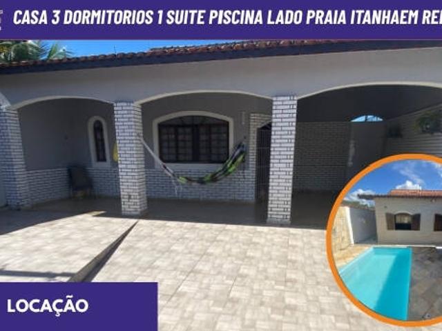 CASA 3 DORMITORIOS 1 SUITE PISCINA LADO PRAIA LOCACAO ITANHAEM