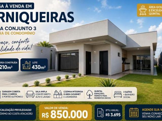 Casa 3 Suítes à Venda em Arniqueiras SHA Conjunto 3 | Lote 430m² | Área Gourmet | Quintal
