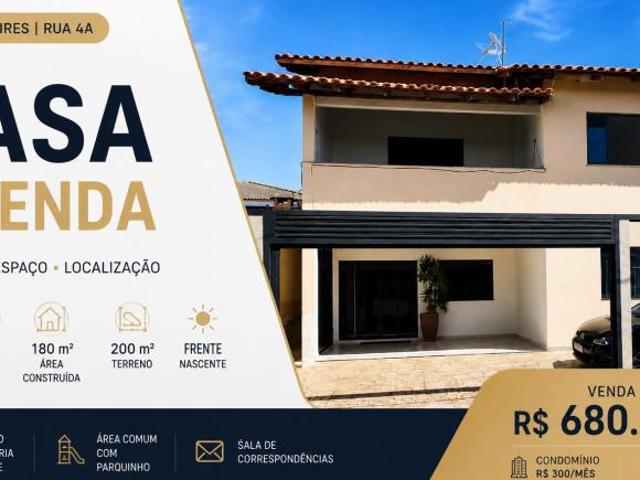 Casa 3 Quartos à Venda na Rua 4A em Vicente Pires | 180 m² | 4 Vagas | R$ 680 Mil