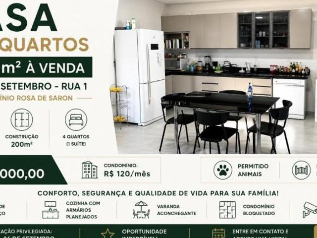 Casa 4 Quartos Condomínio Rosa de Saron 26 de Setembro Lote 400m² Segurança