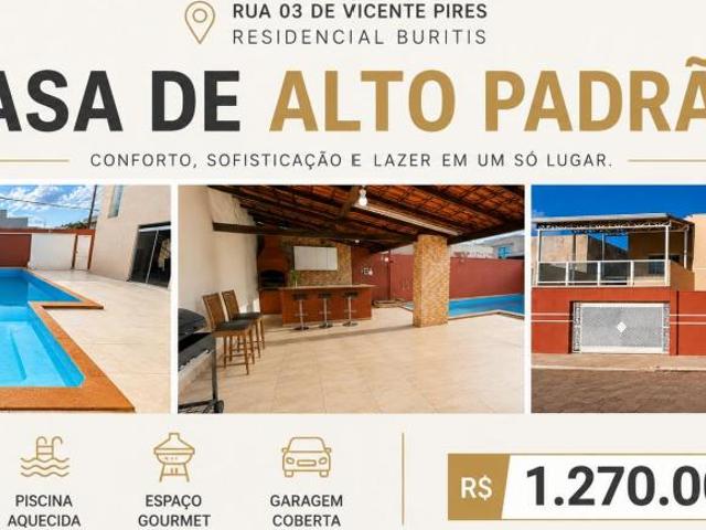 Casa 5 Quartos 4 Suítes Piscina Rua 03 Vicente Pires Residencial Buritis 500m²