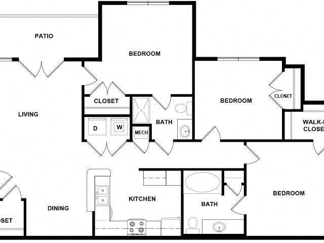 Cascades at Northlake Apartments 3 Bedroom Apartment for Rent at 8700 Long Creek Club Dr, Charlotte, NC 28216 Wedgewood