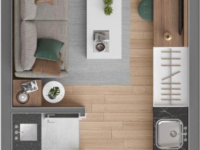 Centro Studio novo com varanda e vista livre 19,43m²