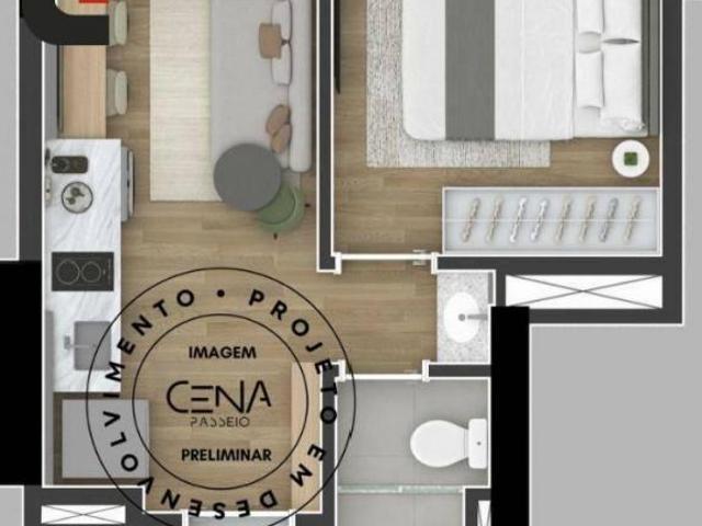 Cena Passeio Apto 25m² 1 quarto c/ sacada no Centro