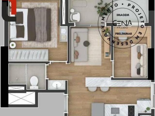 Cena Passeio Apto 34m² 2 quartos c/ sacada no Centro