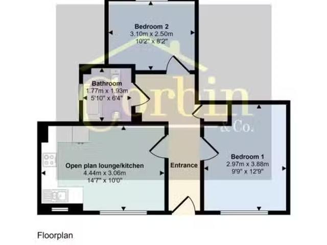 Cheap 1 BA 2 bedroom flat for rent in Jewell Road, Bournemouth.