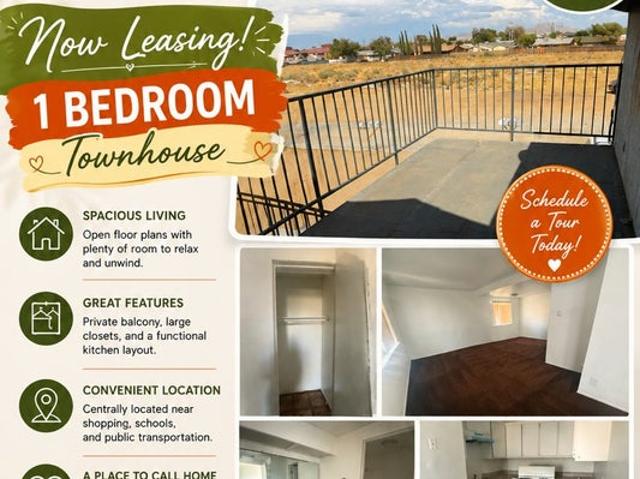 Charming 1 Bed Townhouse in AdelantoCA_$month