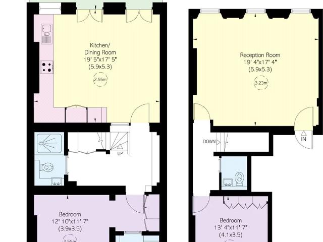 Charming two bedroom duplex with direct access to communal gardens