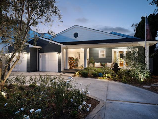 Contemporary house with pool and garden